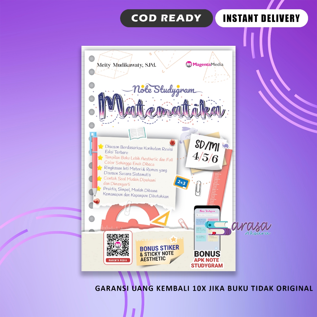 Jual Buku Pelajaran Sd / Mi Note Studygram Matematika Kelas 4 5 6 Rumus & Rangkuman | Shopee ...
