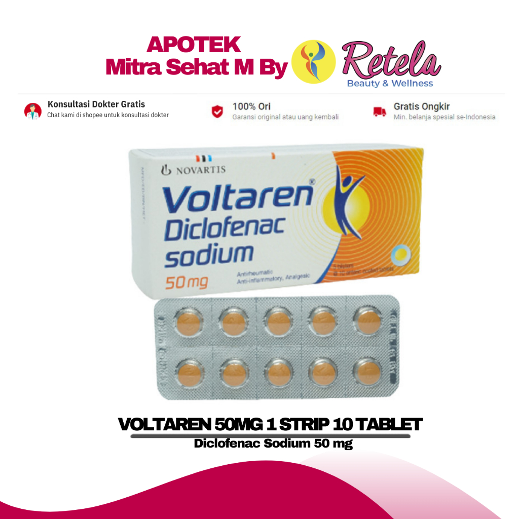 Jual VOLTAREN 50MG 1 STRIP 10 TABLET ( DICLOFENAC SODIUM 50 MG ) | Shopee Indonesia
