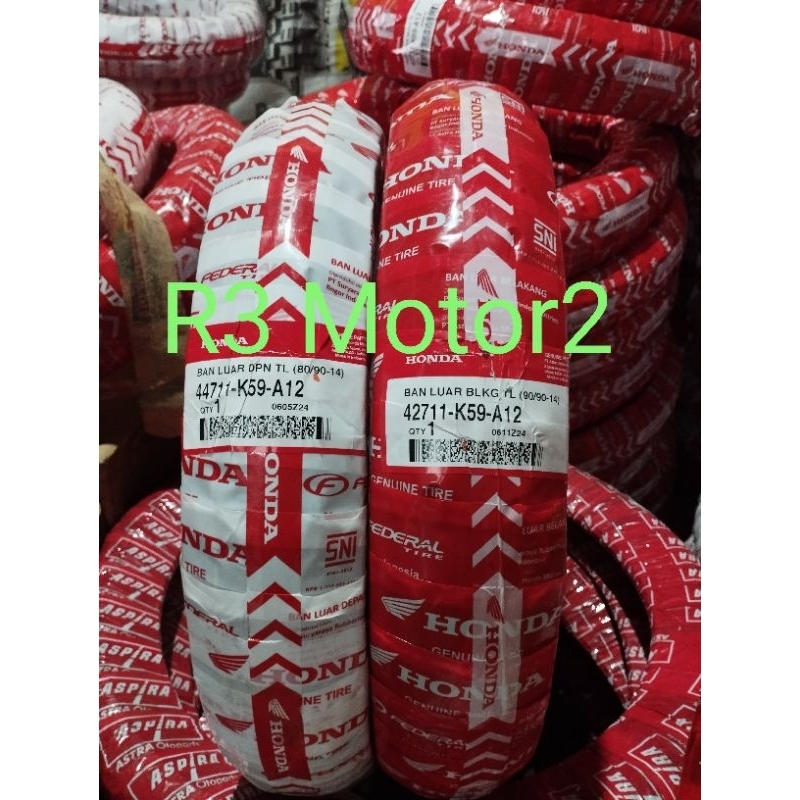 Jual PAKET BAN TUBELESS HONDA/FEDERAL 80/90-14 dan 90/90-14 K59 A12 untuk matic gratis pentil ...