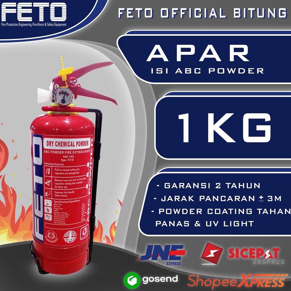 Jual Produk Terkini APAR ALAT PEMADAM KEBAKARAN ABC POWDER KAP 1KG MERK FETO JGV | Shopee Indonesia