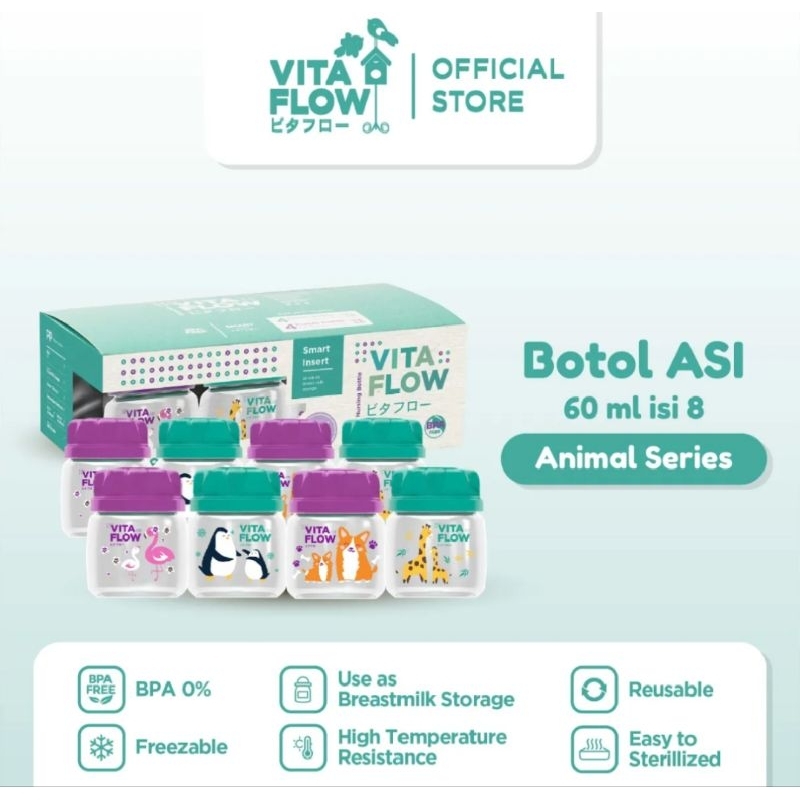 Jual Vitaflow Botol ASI 60ml 1 paket isi 8pcs - Animal Series | Shopee Indonesia