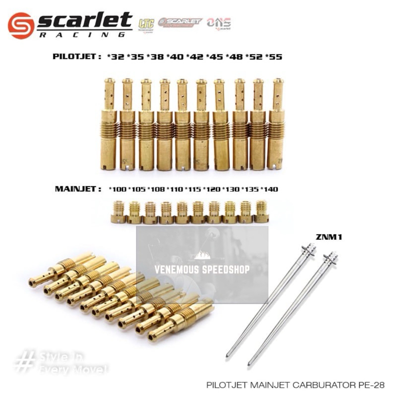 Jual Pilot Jet PJ Main Jet MJ Set Scarlet Racing Pe 24 26 28 30 | Shopee Indonesia