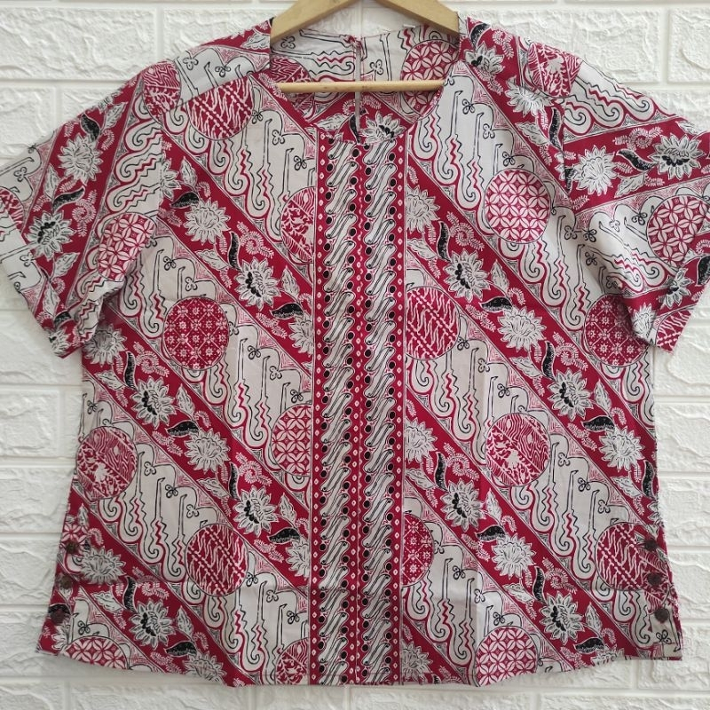 Jual Blouse Batik Wanita Big Size Atasan Batik Kerja Xl Xxl Xxxl 5l