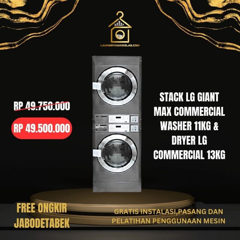 Jual stack LG giant max commercial washer 11kg & dryer lg commercial 13kg. | Shopee Indonesia