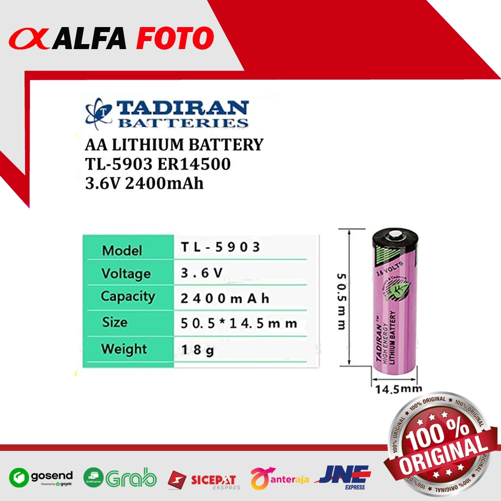 Jual Battery Baterai Lithium Tadiran PLC ER14500 TL5903 SL360 3.6V AA ...