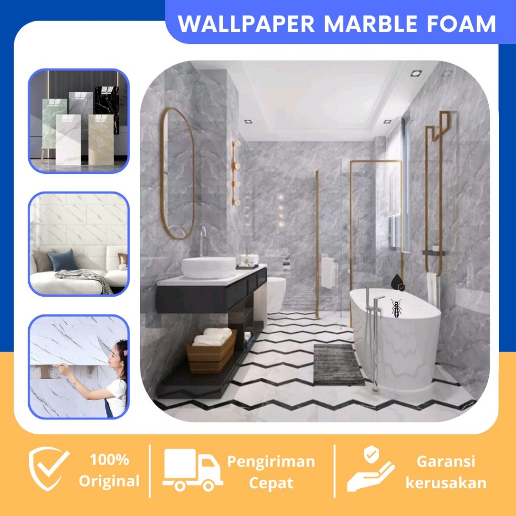 Jual Wallpaper dinding marble 60cmx30cm/Wallfoam marble/sticker marble ...