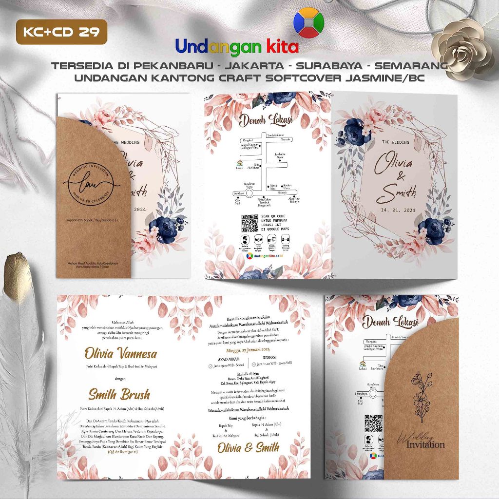 Jual Undangan Pernikahan Kantong Craft Jasmine Gliter Softcover ...