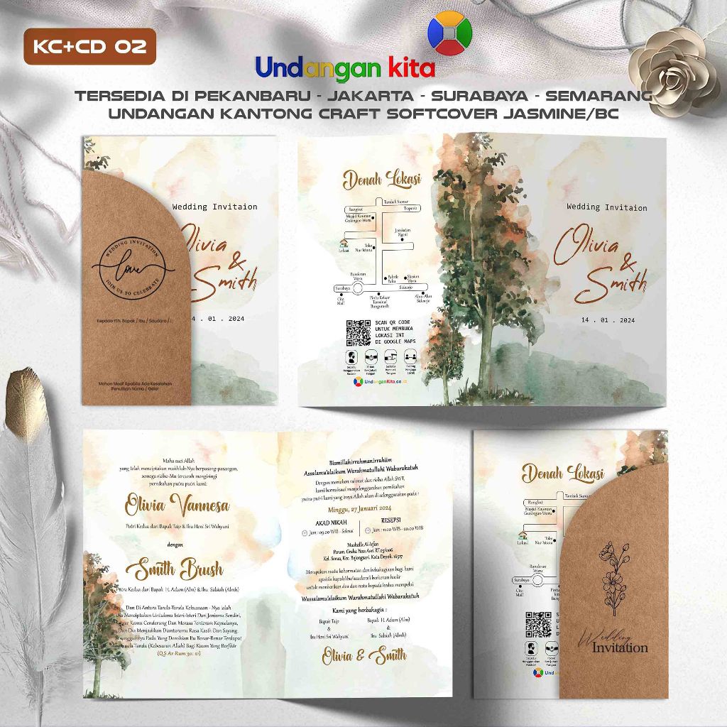 Jual Undangan Pernikahan Kantong Craft Jasmine Gliter Softcover ...