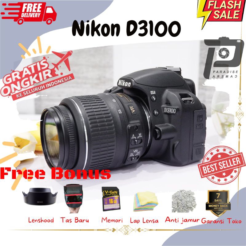 Jual kamera Nikon d3100 mulus bonus banyak | Shopee Indonesia
