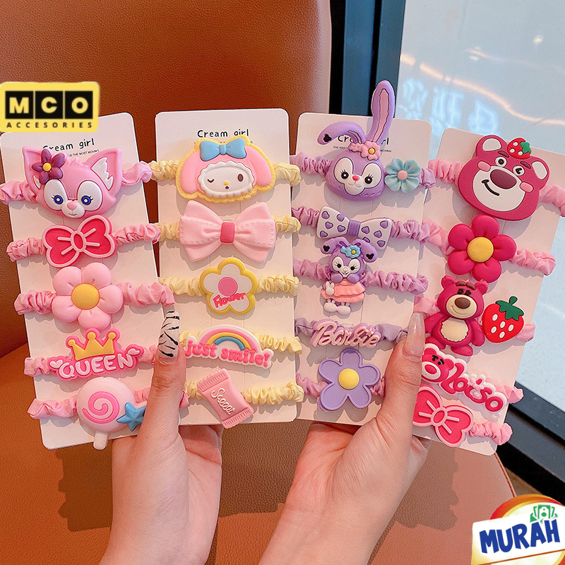 Jual Ikat Rambut Srunchie Karakter Kartun Lucu Karet Rambut Set Isi 5 ...