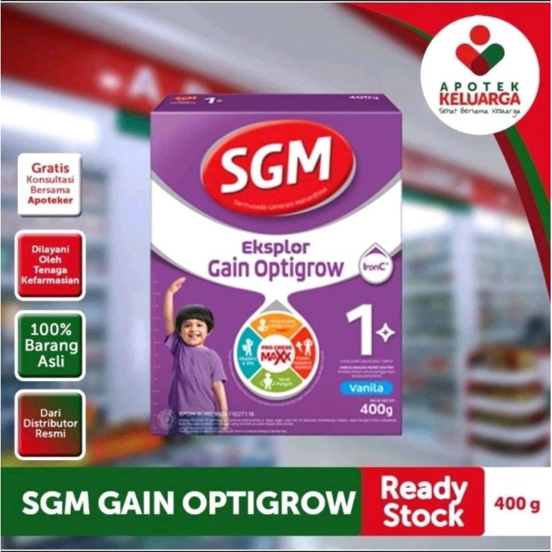 Jual SUSU SGM GAIN OPTIGROW 1+ 400 & 800 GR NEW | Shopee Indonesia