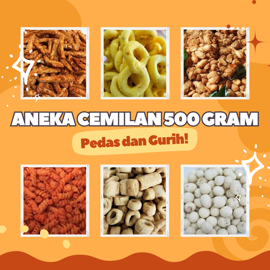 Jual BEST SELLER ANEKA CEMILAN PEDAS DAN GURIH ( 500 GRAM) | Shopee Indonesia