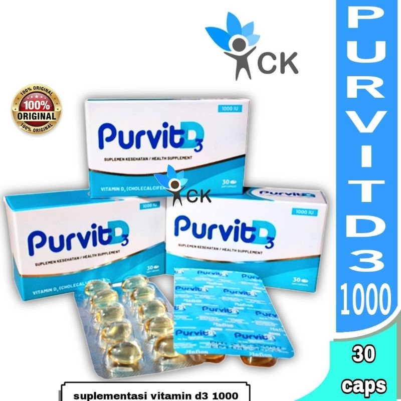 Jual PURVIT D3 PURVIT-D3 - box isi 30 softgel - suplementasi vitamin d3 ...