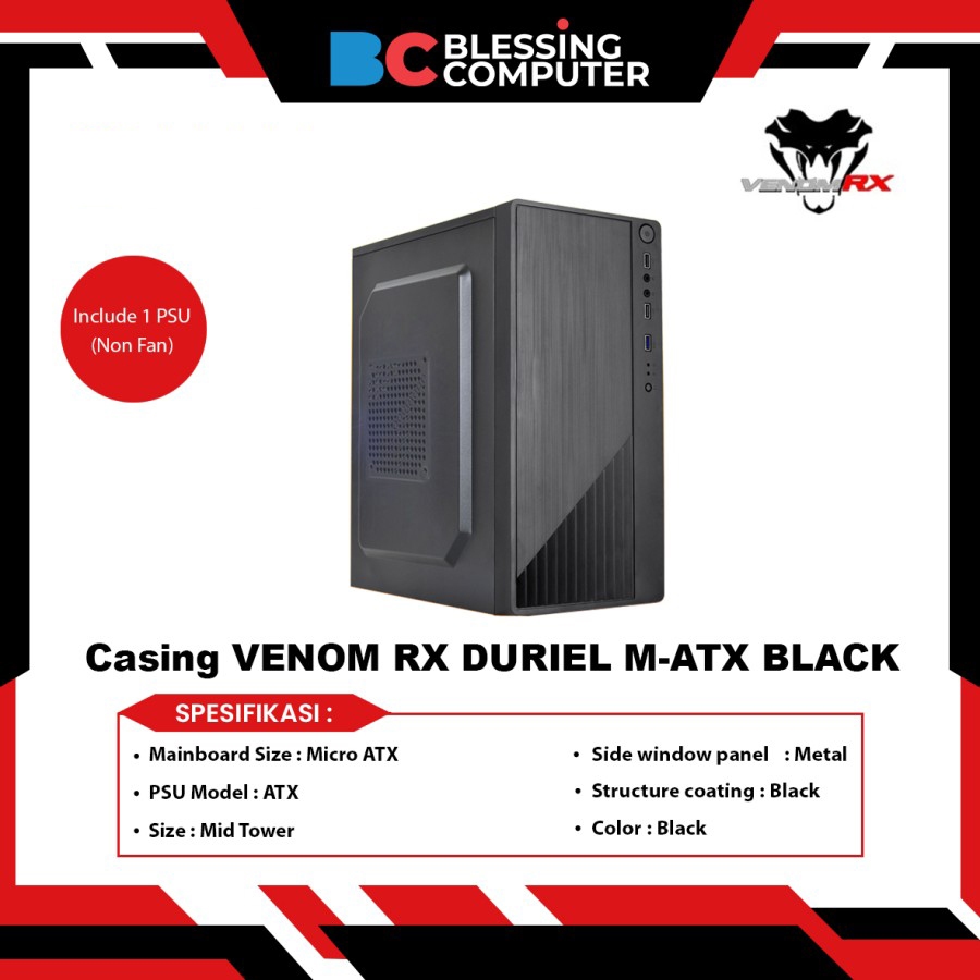 Jual Casing VENOM RX DURIEL M-ATX BLACK | Shopee Indonesia
