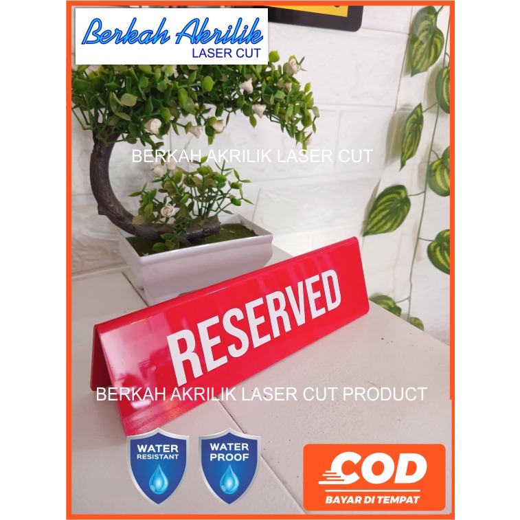 Jual Reserved Table Sign Papan Meja Acrylic water proof tahan air ...