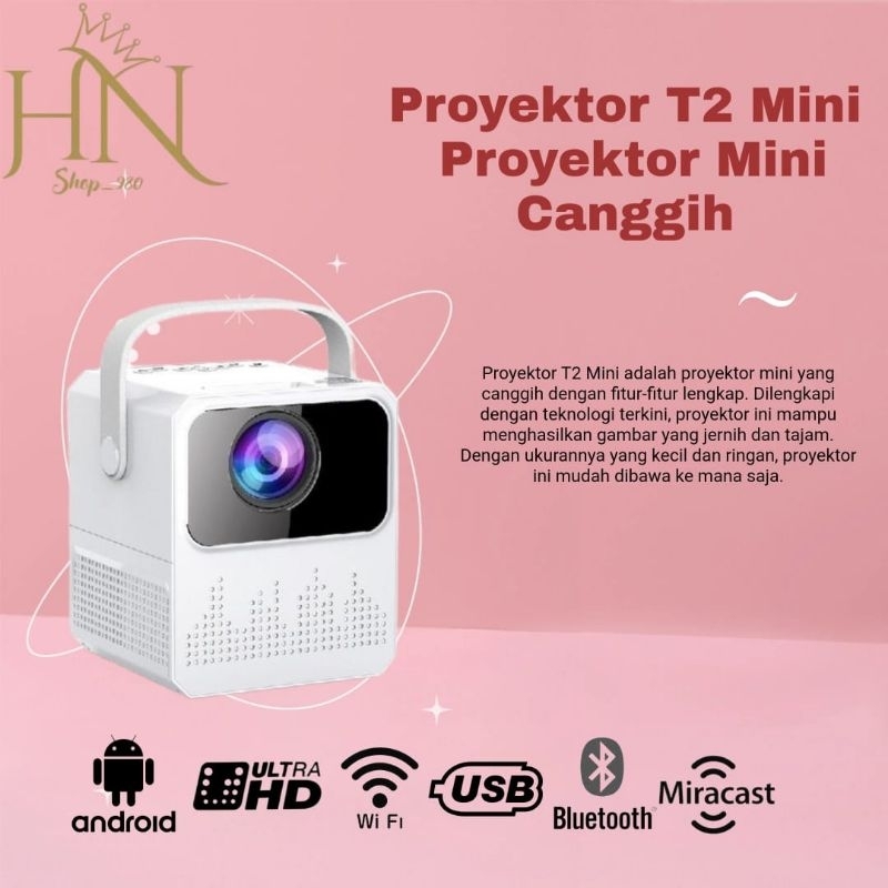 Jual proyektor android T2 MINI paket hub hp 8000 lumens 1080P FHD ...