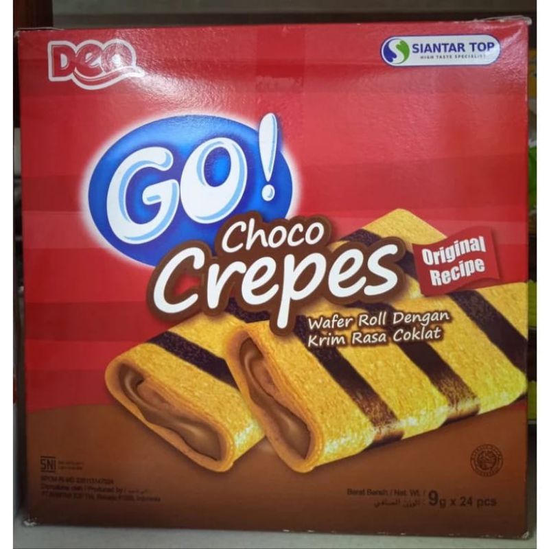 Jual Snack Go Choco Crepes wafer roll dengan krim rasa coklat 1 pack ...