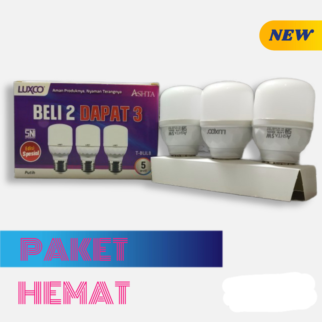 Jual LUXCO ASHTA LAMPU LED T BULB PAKET ISI 3PCS CAHAYA PUTIH | Shopee Indonesia