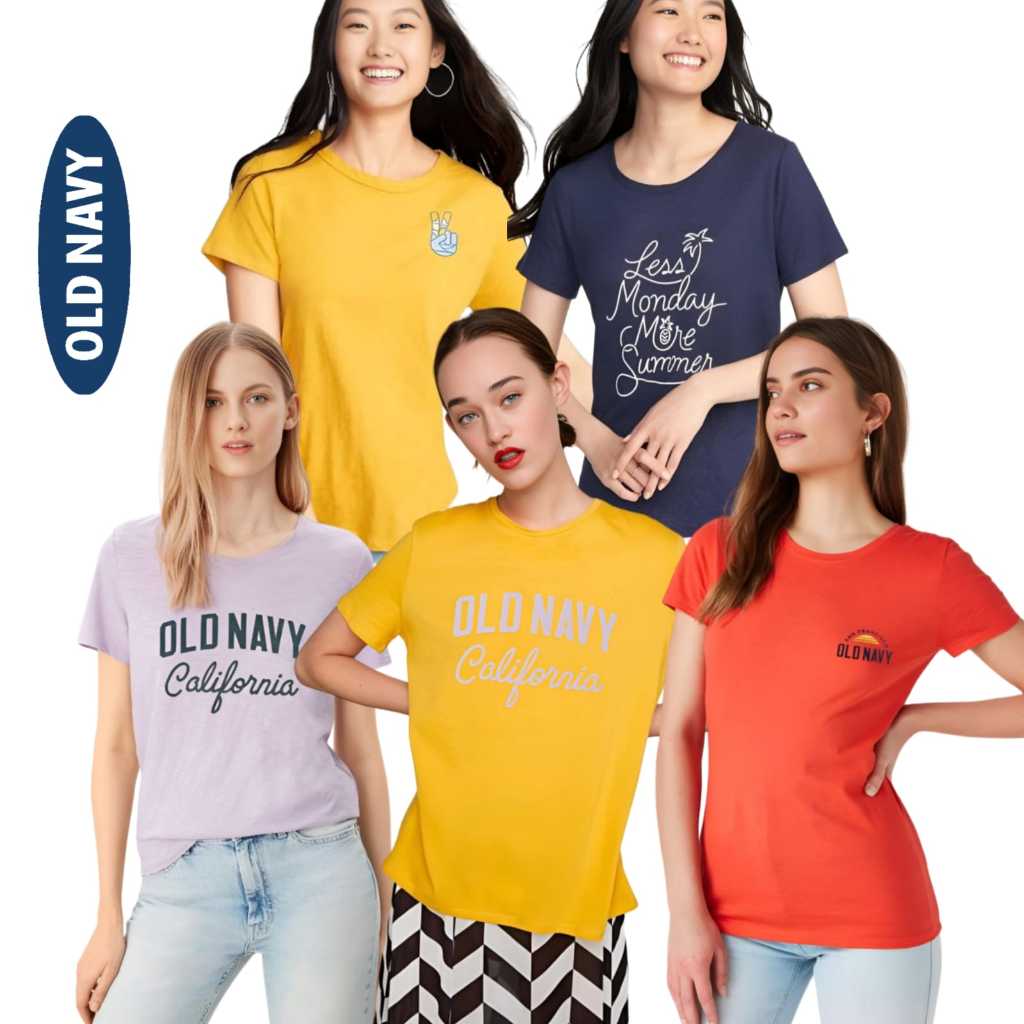 Jual Kaos Perempuan Dewasa Branded stretched 100% katun original Oldnavy | Shopee Indonesia