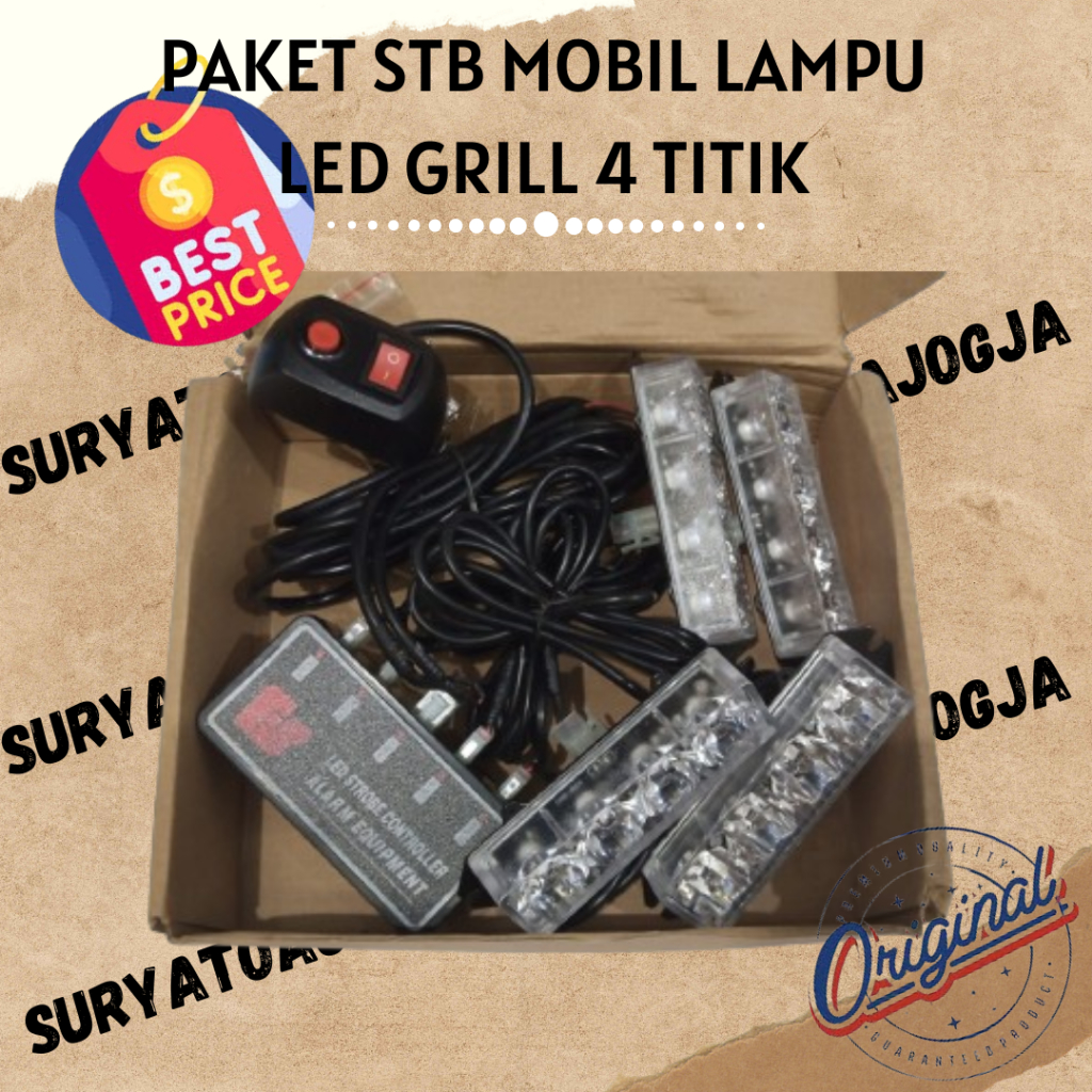 Jual BARU!! PAKET STB MOBIL LAMPU LED GRILL 4 TITIK SUPER TERANG ...