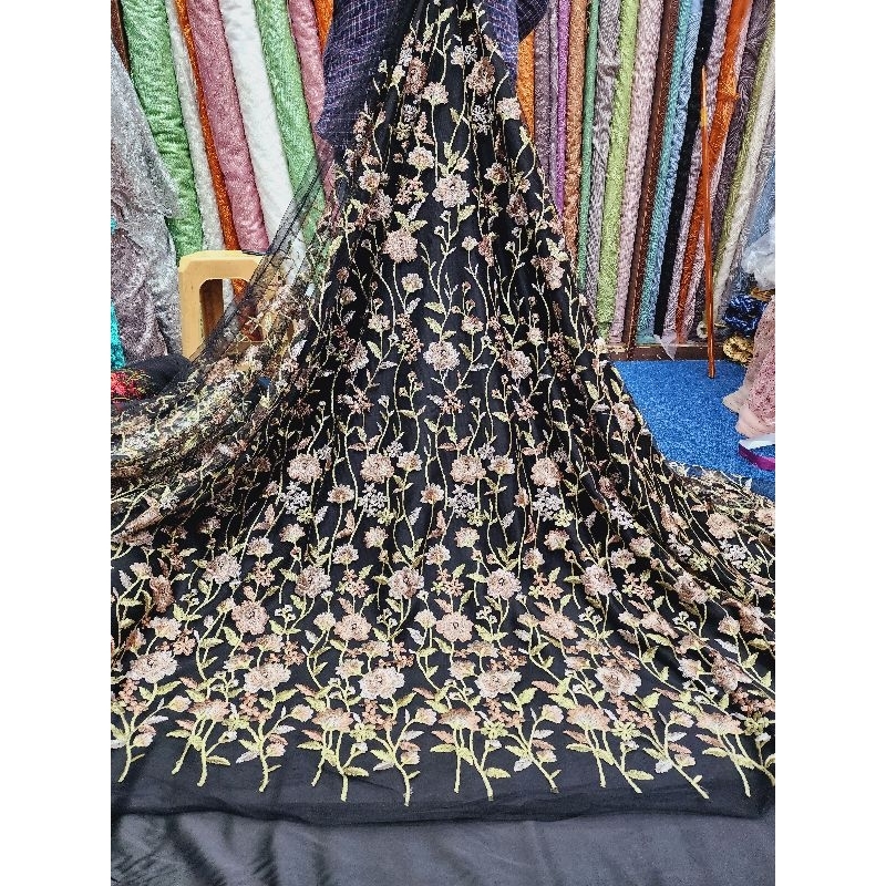 Jual Tile garden dasar hitam bunga 2tone(HARGA PER 0.5 M) | Shopee ...