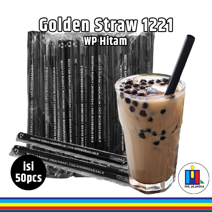 Jual Sedotan Hitam Golden Straw 1221 BOBA Bungkus Plastik Higienis ...