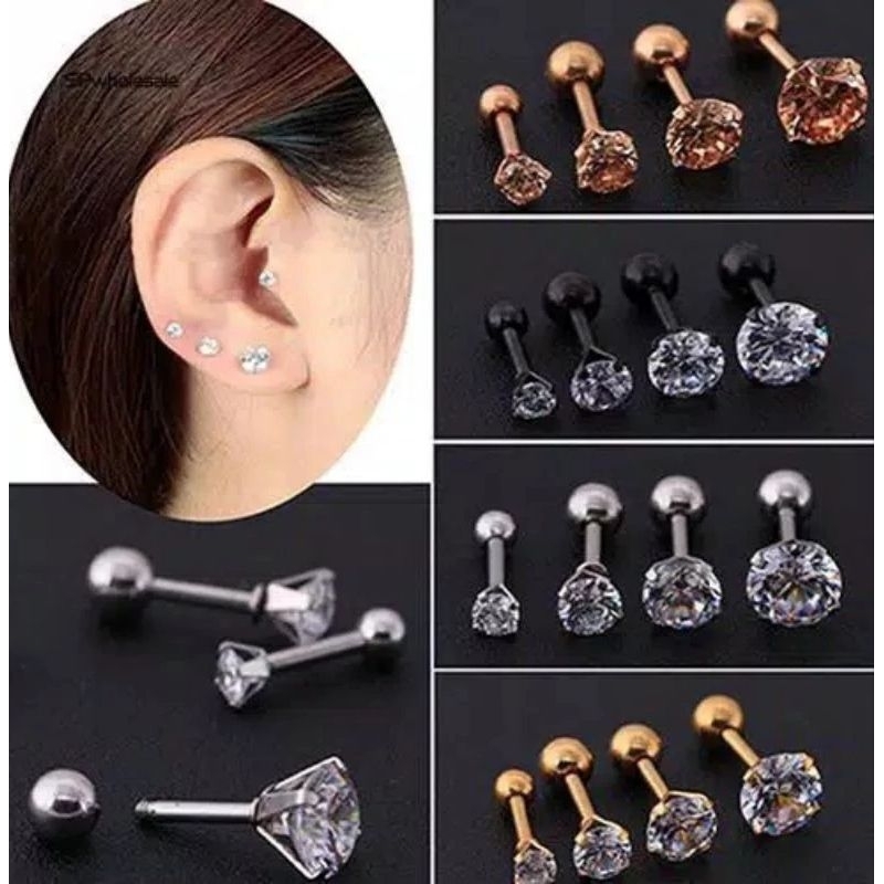 Jual 1 Pcs Anting Tindik Barbel Permata// Piercing Healix Tragus 3,4,5 ...