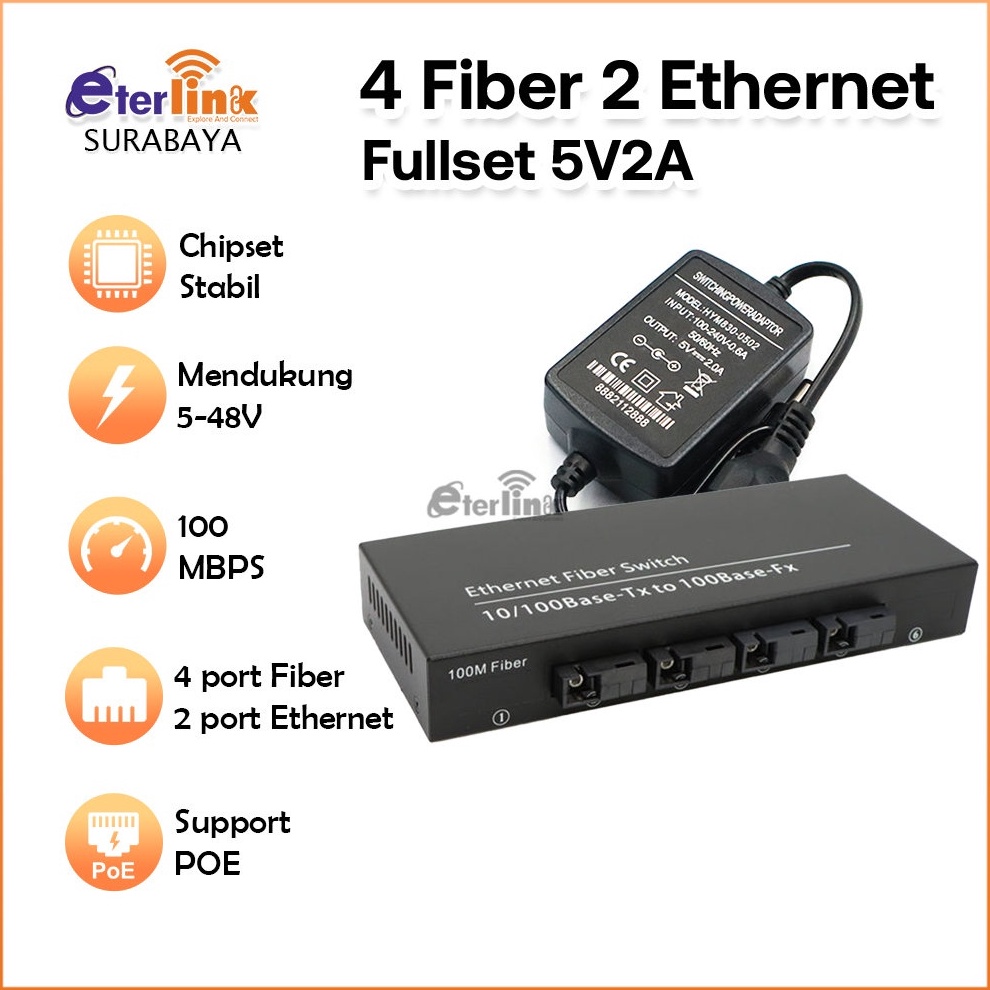 Jual Media Converter 2 RJ45 Port and 4 SC Fiber Port 2km Single Mode ...