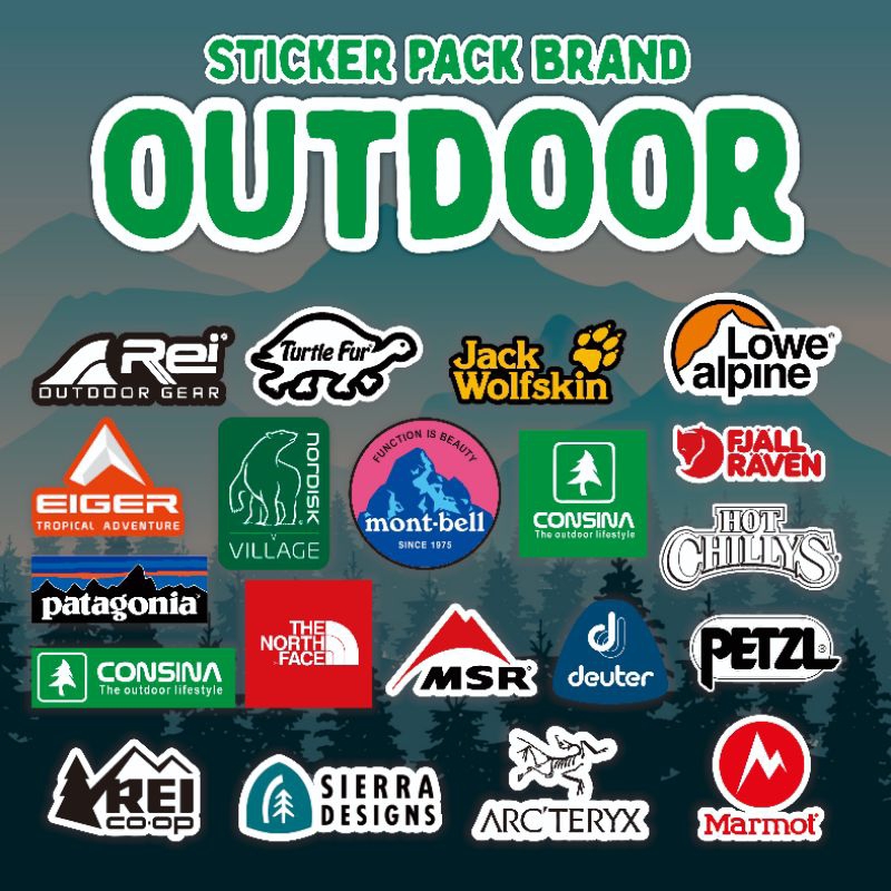 Jual Stiker Pack 20pcs Outdoor Brand Hiking Mendaki Eiger Consina ...