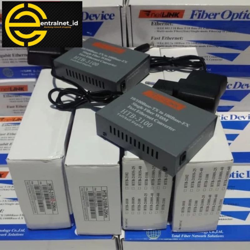 Jual NETLINK HTB-3100 AB sepasang Fiber optic CONVERTER LAN RJ45 ...