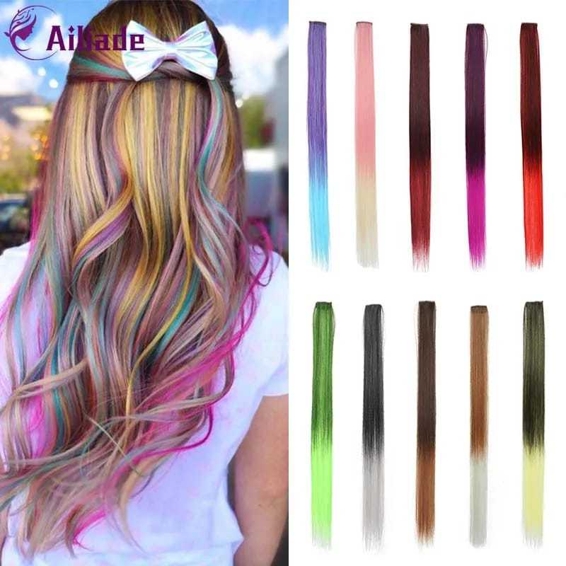 Jual WARNA GRADASI clip on 55cm hair clip warna highlight rambut palsu ...