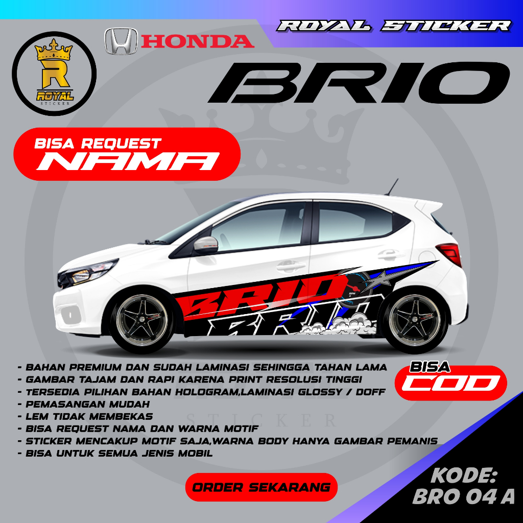 Jual DECAL STIKER BRIO DESAIN TERBRU VARIAS DECL STICKER FREE REQUEST ...