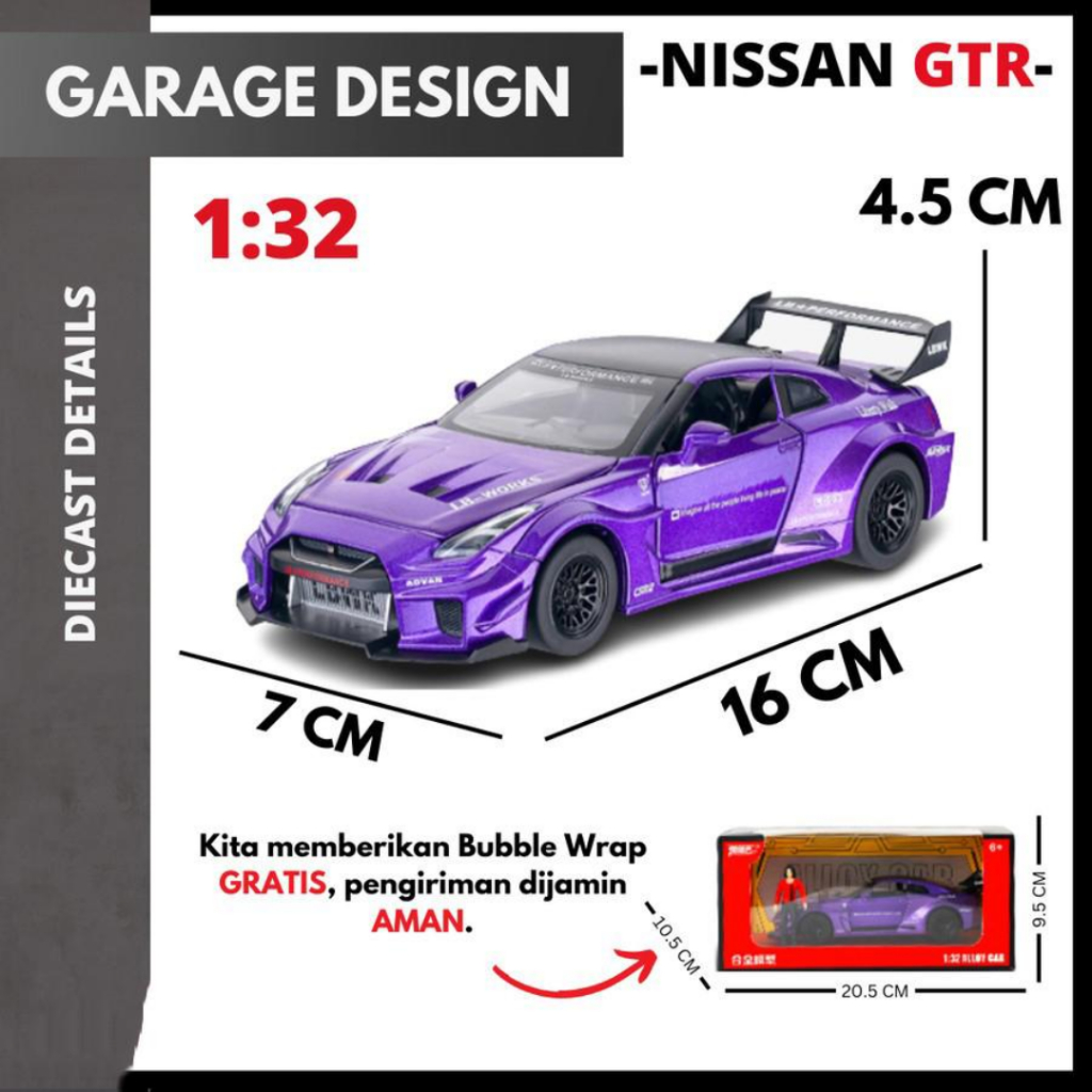 Jual Diecast Mobil Nissan GTR-CSR2 1:32 Paduan Logam fullback Mobil ...