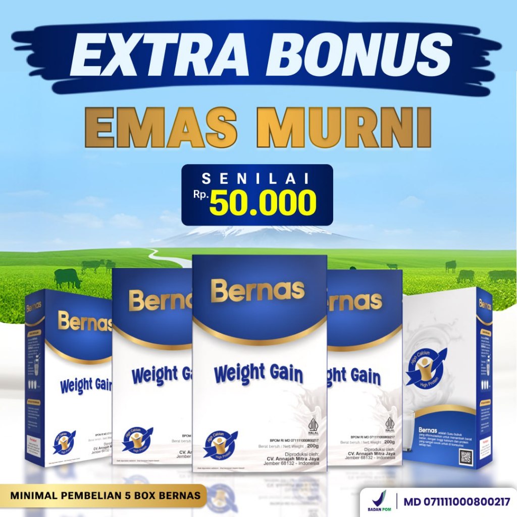 Jual GRATIS EMAS- BERNAS Susu Gemuk Anak | Penambah Nafsu Makan & Tinggi Anak | High Protein dan ...