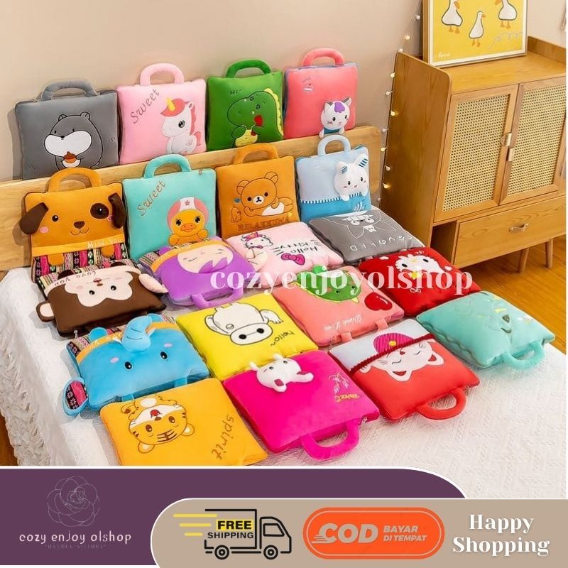 Jual Balmut Bantal Selimut Karakter Boneka Lucu Anak 2in1 Multifungsi ...
