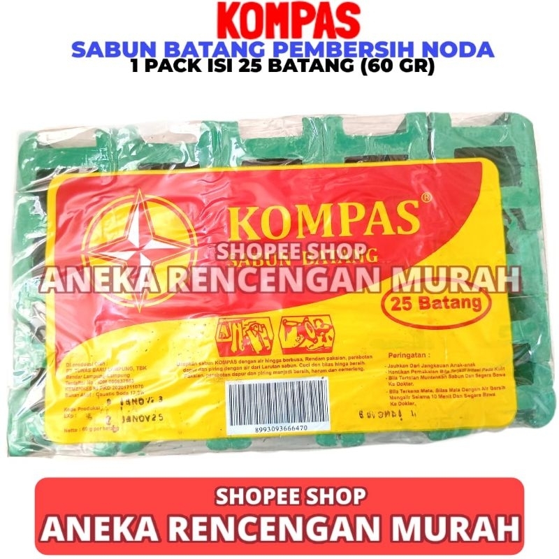 Jual Sabun Batang Kompas Super Hijau 1 Pack Isi 25 Batang 60 Gram ...