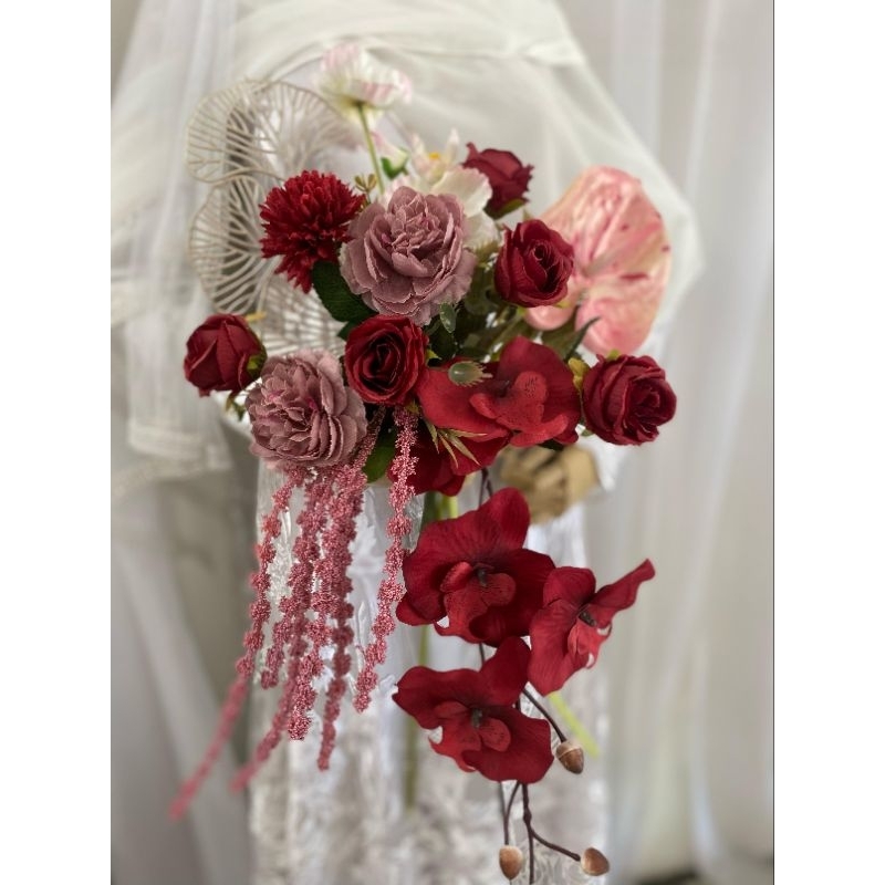 Jual hand bouquet wedding hand buket pernikahan juntai amaranthus ...