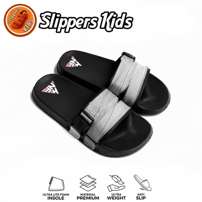 Jual Slippers Kids - Sandal Selop Model Tali Webing Grey Buckle Bahan ...