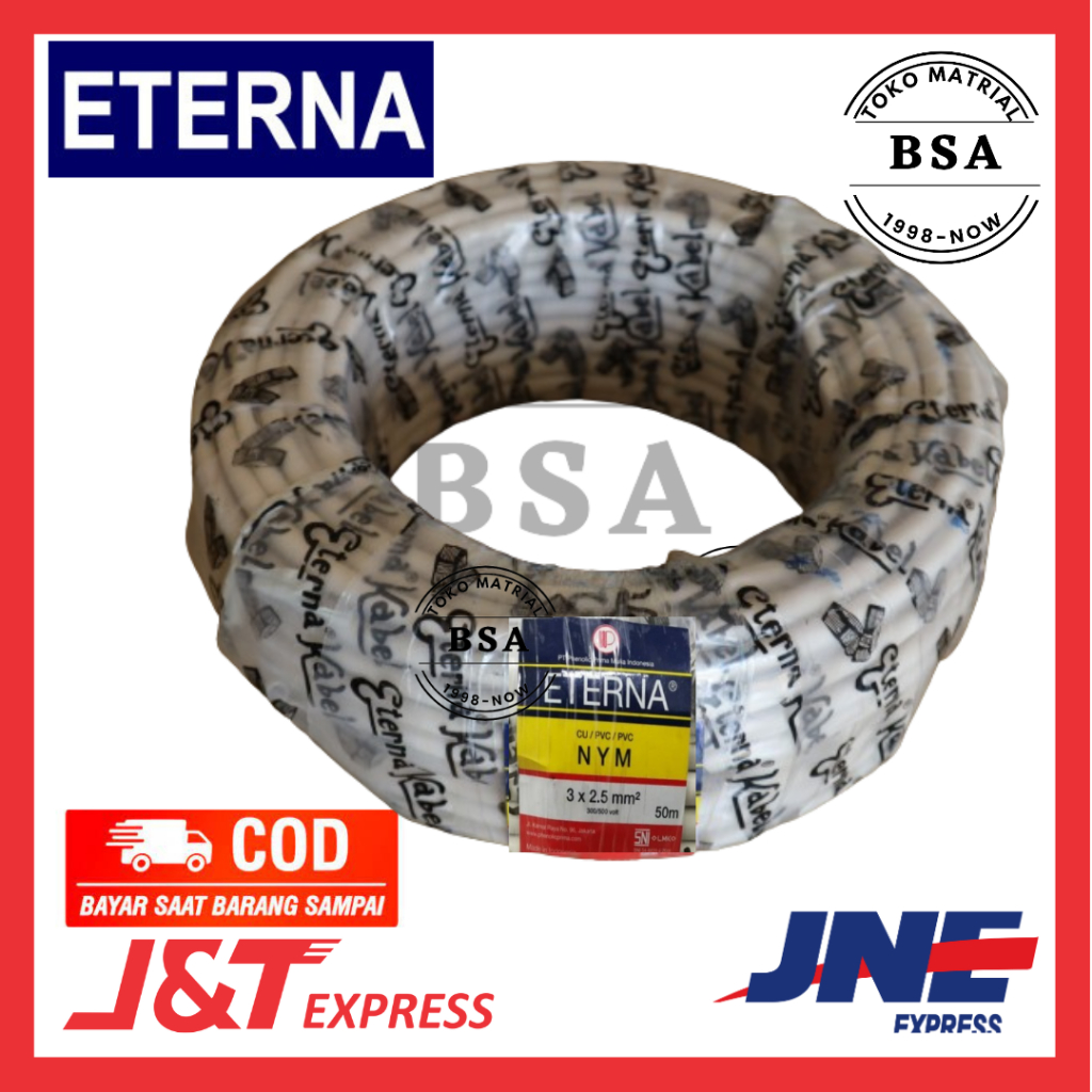 Jual KABEL LISTRIK KAWAT ETERNA NYM 3x2,5 3x2.5 50 meter (50m) | Shopee Indonesia