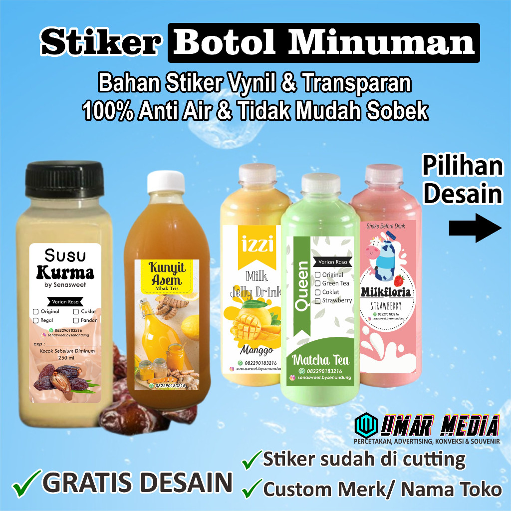 Jual Stiker A3+ Untuk Botol Label Minuman Stiker Botol Almond Siker ...