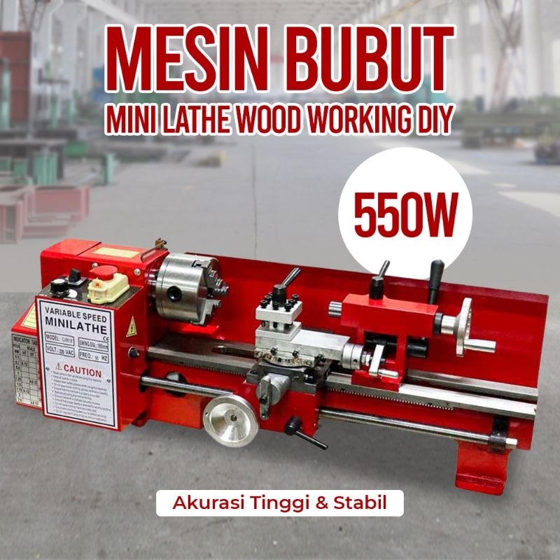 Jual STEEL CJ0618 Mesin Bubut Mini Lathe Wood Metalworking DIY 550 Watt ...