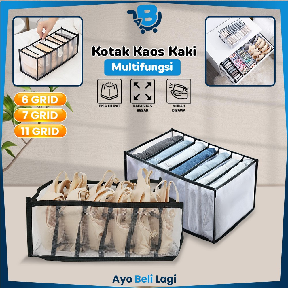 Jual Kotak Penyimpanan Pakaian Dalam Bra 7 Grid Serbaguna Storage Box ...