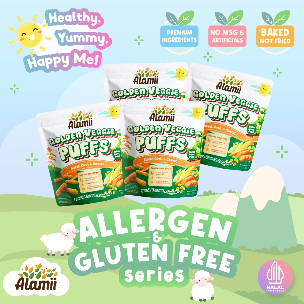 Jual Alamii Golden Veggie Puffs - Snack Anak - Allergen & Gluten Free ...