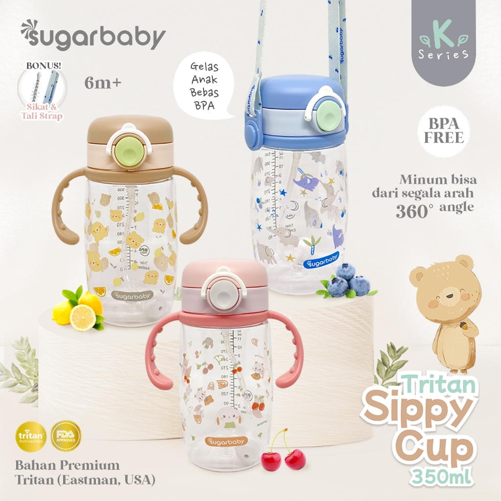 Jual Sugar Baby Tritan Sippy Cup K Series 350ml/Botol Minum Bayi Bebas BPA/Botol Anak Anti ...