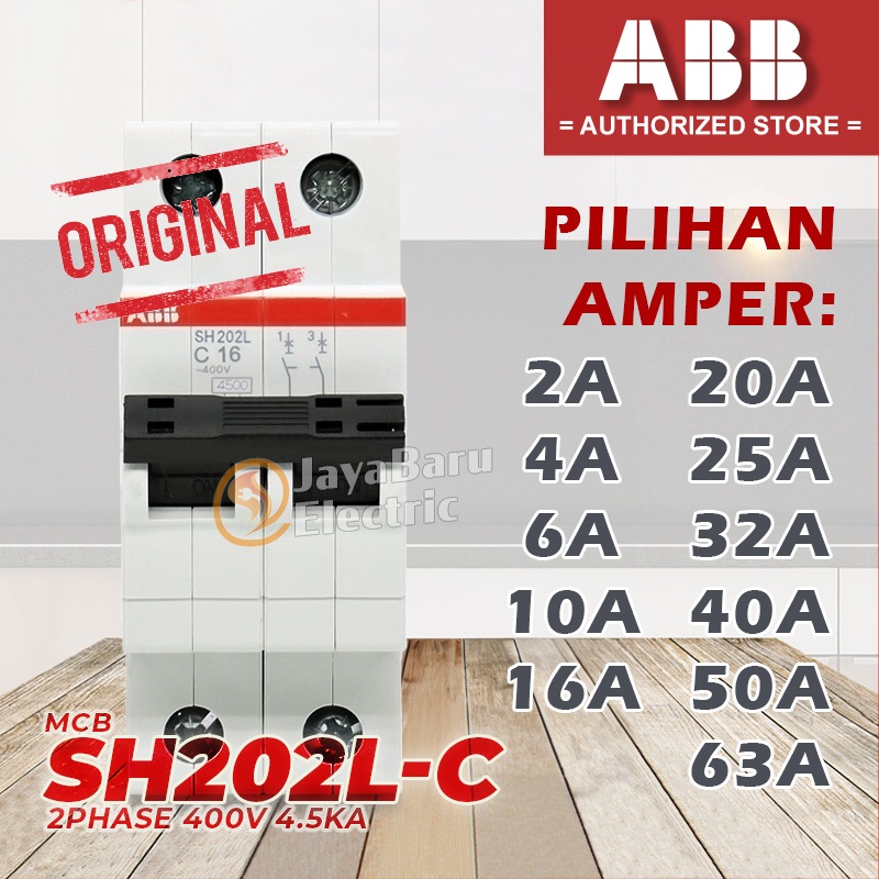 Jual MCB ABB SH202 SH202L-C 2P 2A 4A 6A 10A 16A 20A 25A 32A 40A 50A 63A | Shopee Indonesia