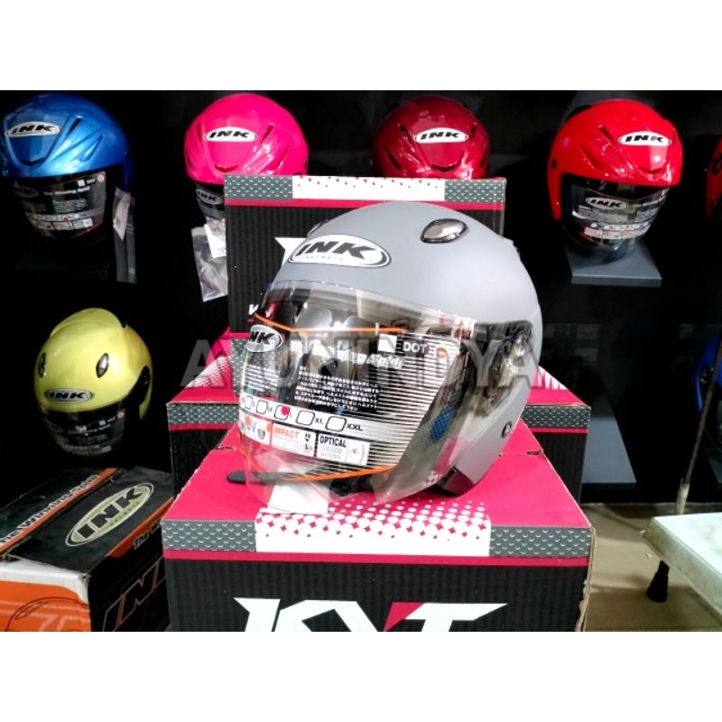 Jual Helm Half face INK Centro Jet Solid Matt Gorila Grey | Shopee ...