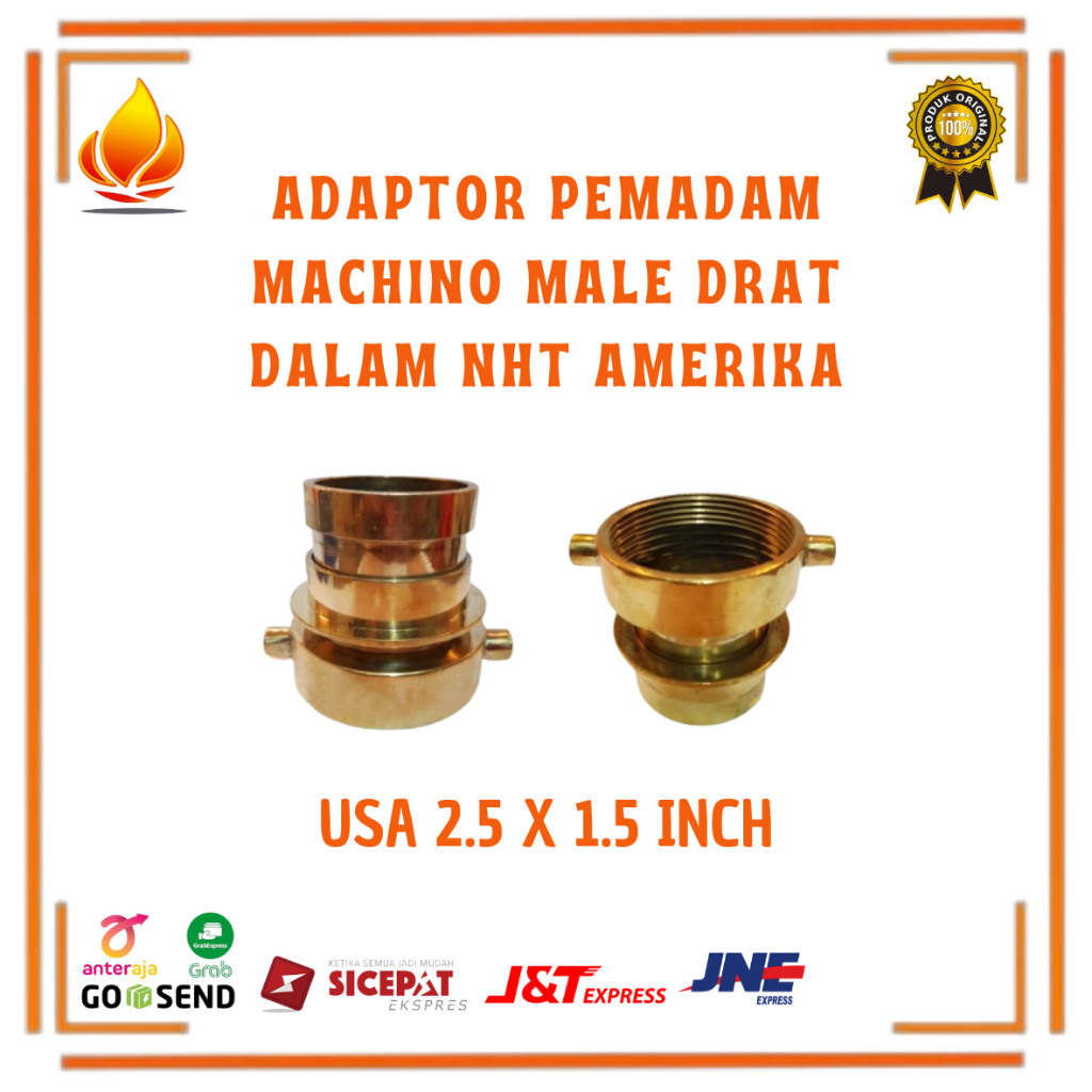 Jual Adaptor Pemadam Machino Male Drat Dalam NHT Amerika USA 2,5 x 2,5 ...