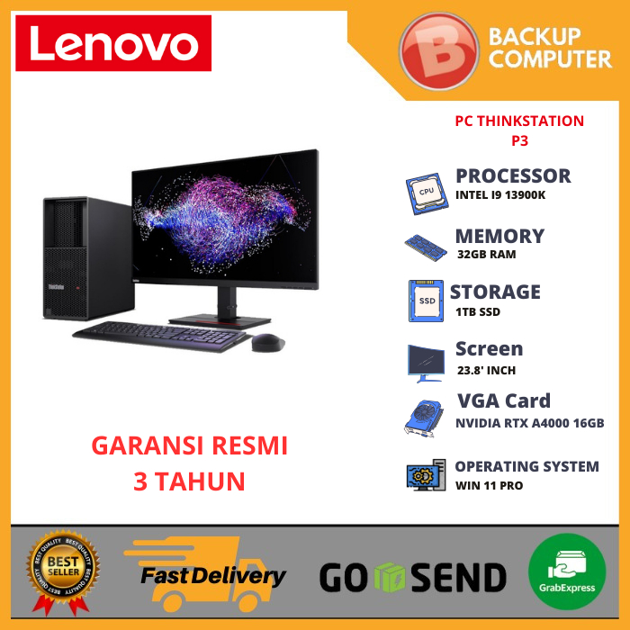 Jual PC LENOVO THINKSTATION P3 30GSS00F00 I9 13900K 32GB RAM/NVIDIA RTX A4000 16GB | Shopee ...