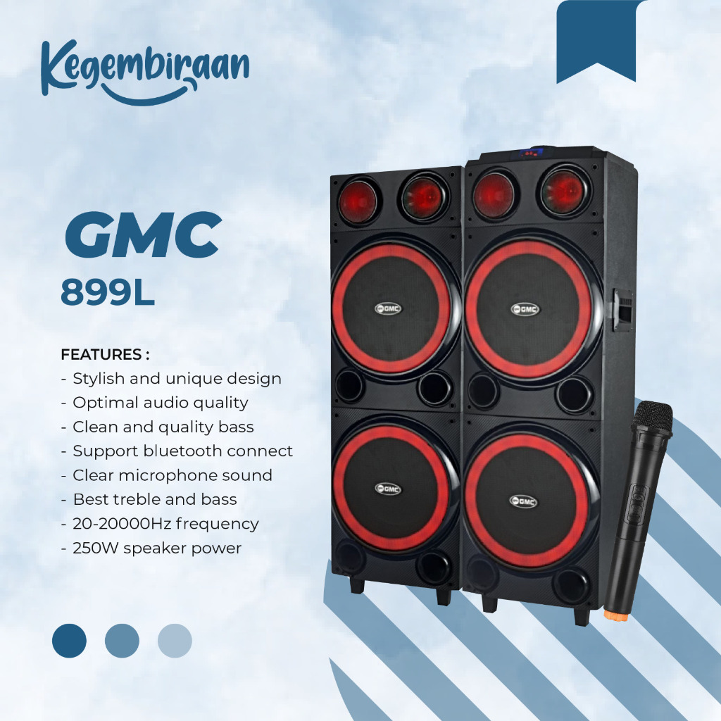 Jual GMC SPK-899L SPEAKER BOX ,USB, 2 MIC BLUETOOTH 10 INCH 4 WAYS 250 ...