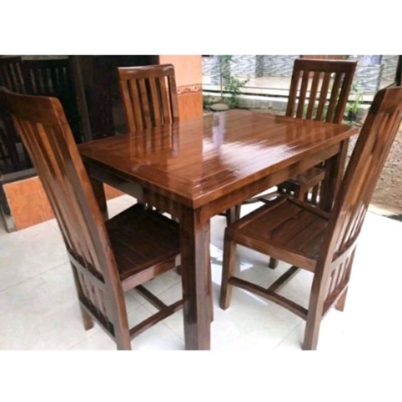 Jual Meja Makan set Kursi Balero Kayu Jati Minimalis | Shopee Indonesia